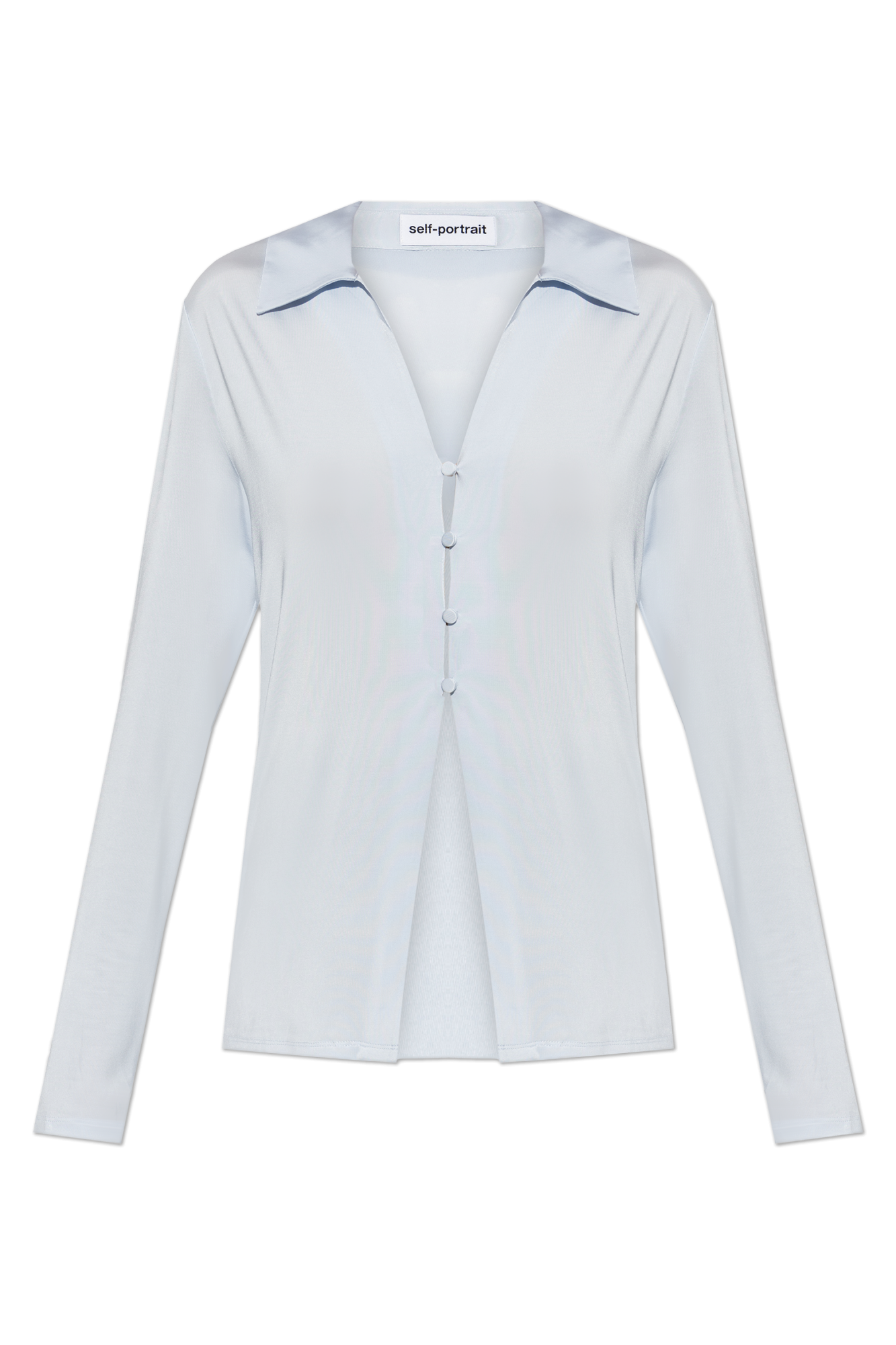 SELF-PORTRAIT Satin Long-Sleeve Top